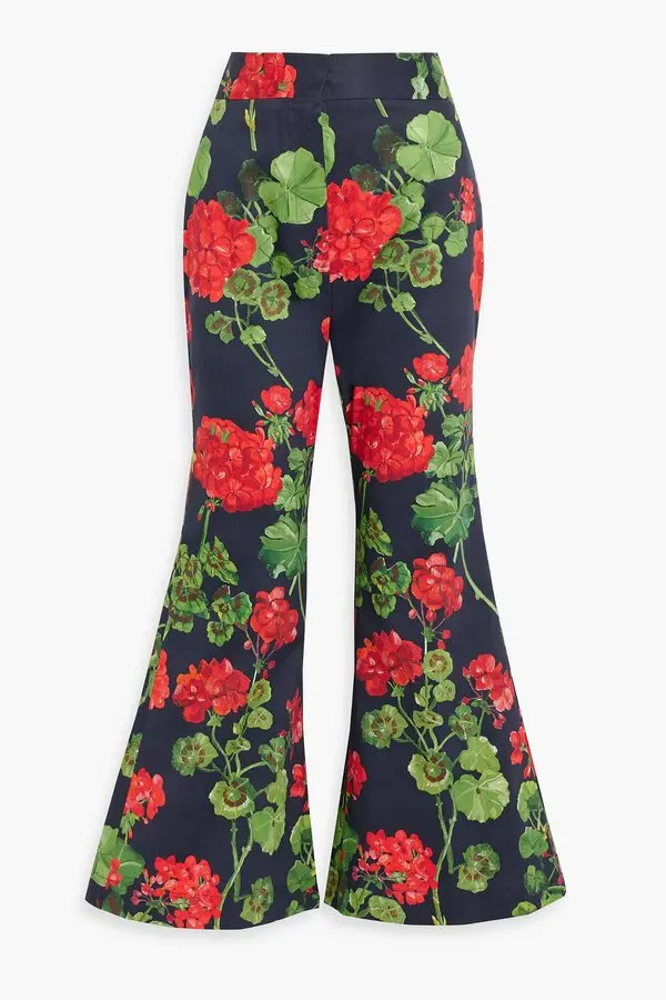 Oscar De La Renta Floral-print Flared Pants