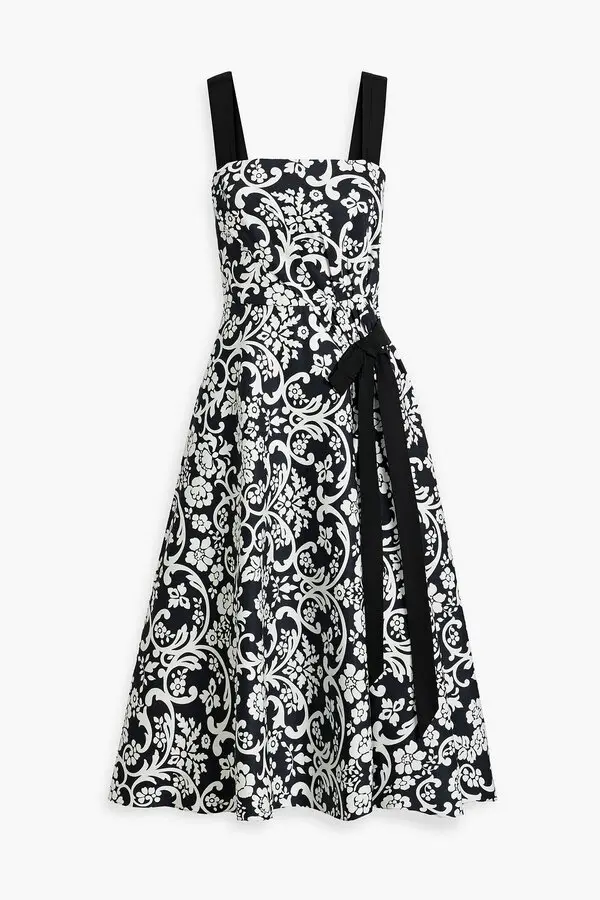 Carolina Herrera Bow-detailed Printed Twill Midi Dress
