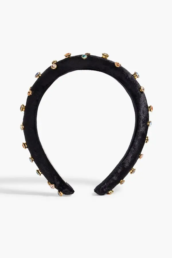 NEW Jennifer Behr Joy Velvet Crystal Embellished Headband Czarina Headband -- Crystal – Jennifer Behr LLC main image 3