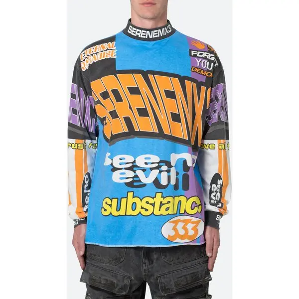 Mnml Motocross Mock Neck Long Sleeve Graphic T-shirt