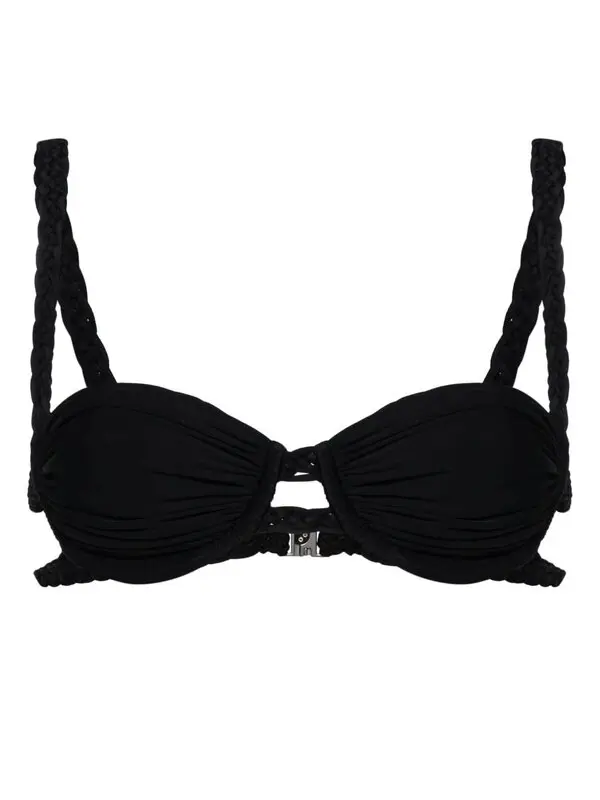 ISA BOULDER Braided Straps Bikini Top - Black