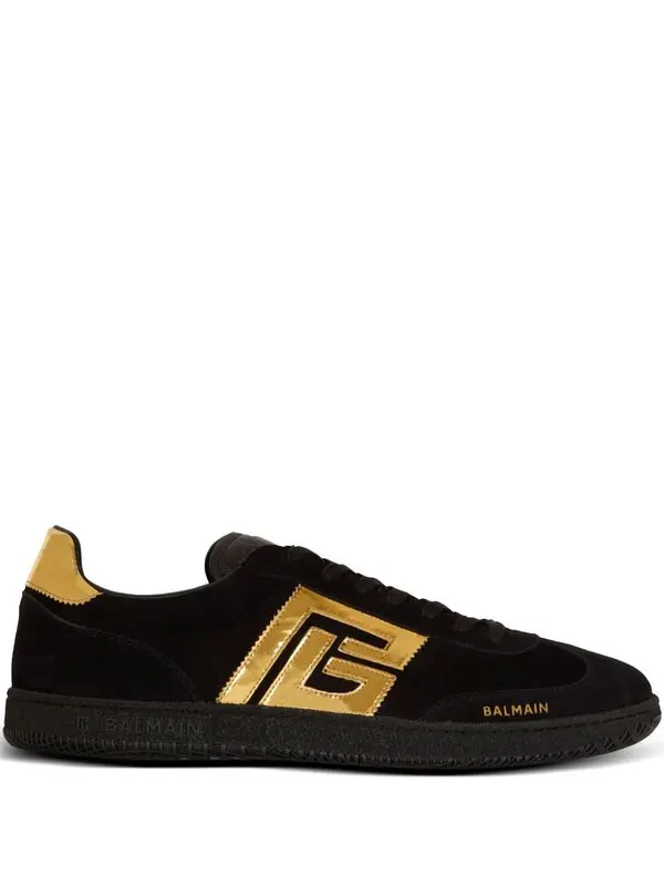 Balmain Monogram-appliqué Suede Sneakers