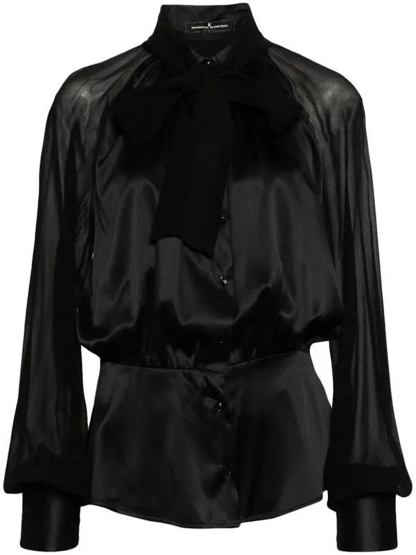 Ermanno Scervino Puff-sleeved Buttoned Shirt - Black