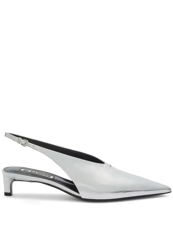 JIL SANDER Metallic Slingback Pumps - Grey