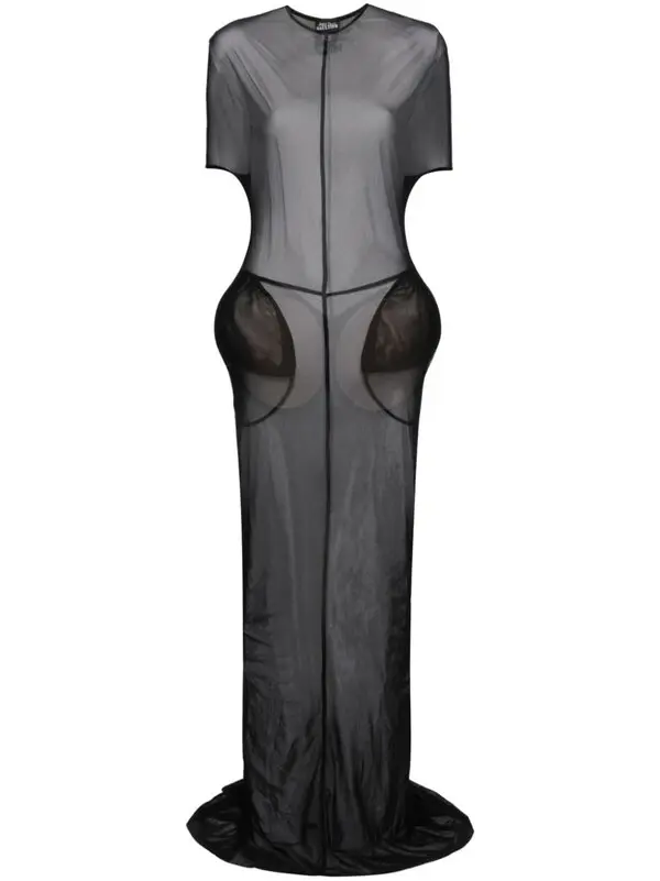 Mesh Padded Sheer Maxi Dress