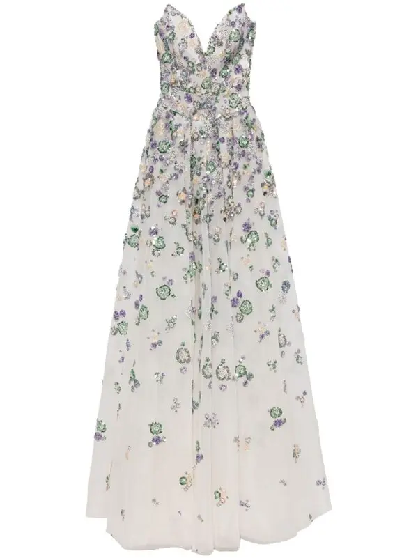SAIID KOBEISY Beaded Tulle Gown