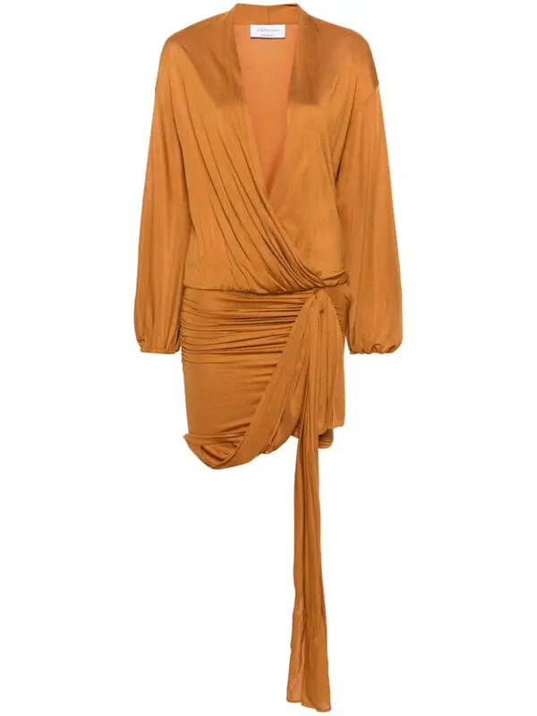 Blumarine Long-sleeve Wrap Minidress - Brown