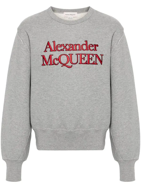 スウェット・トレーナー ALEXANDER MCQUEEN COTTON SWEATSHIRT WITH LOGO EMBROIDERY Alexander Mcqueen Embroidered-Logo Sweatshirt - Grey