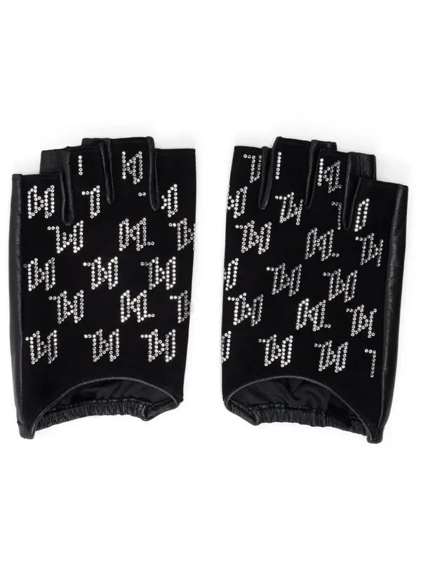 Karl Lagerfeld K/monogram Rhinestone-embellished Gloves