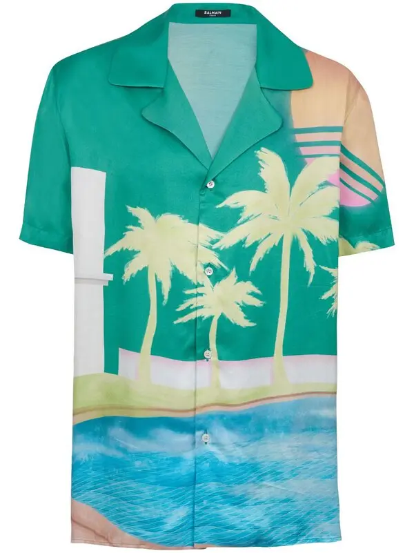 Balmain Graphic-print Satin Shirt