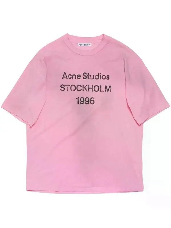 Acne Studios Logo-print Distressed T-shirt - Pink