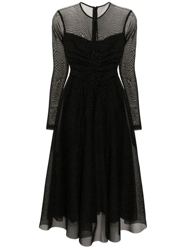 NISSA Studded Flared Midi Dress