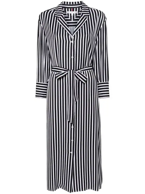Tommy Hilfiger Striped Midi Shirt Dress In Black - 68% Off | Editorialist