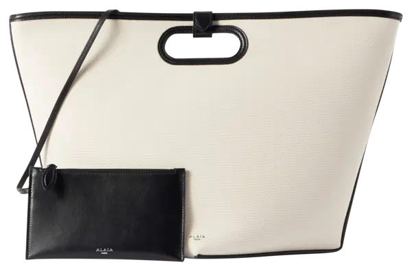 Alaïa Folded Leather-trimmed Canvas Tote Bag - Off-white