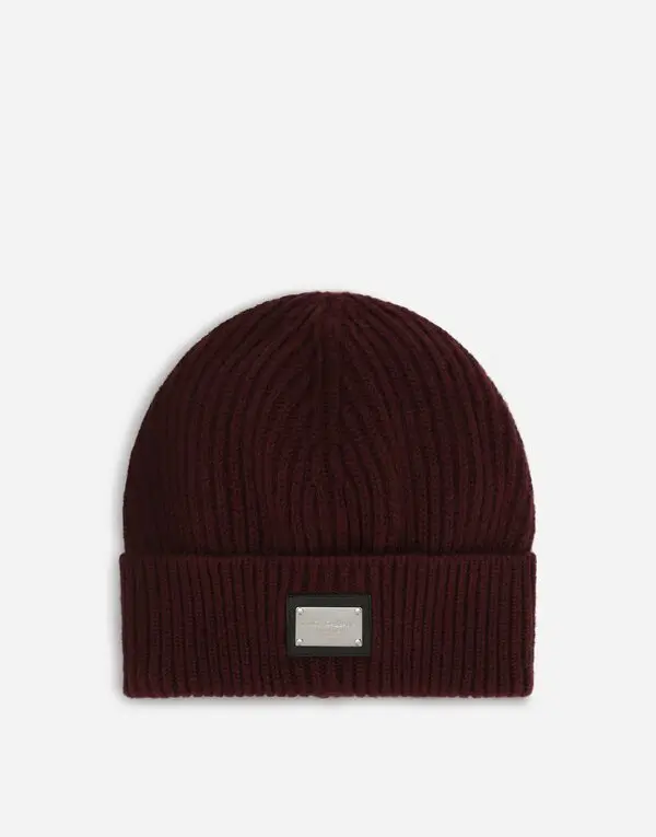 Dolce & Gabbana Knit Hat With Logo Tag - Bordeaux
