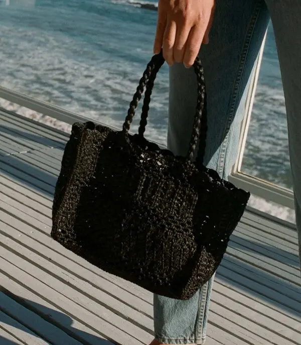 DÔEN Orla Tote Bag - Black Raffia