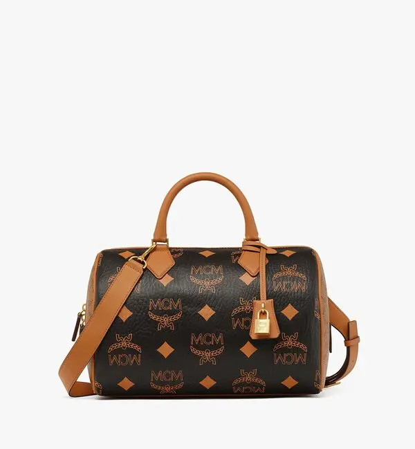 Brown Mcm Essential Boston In Monogram Leather Medium Ella Boston