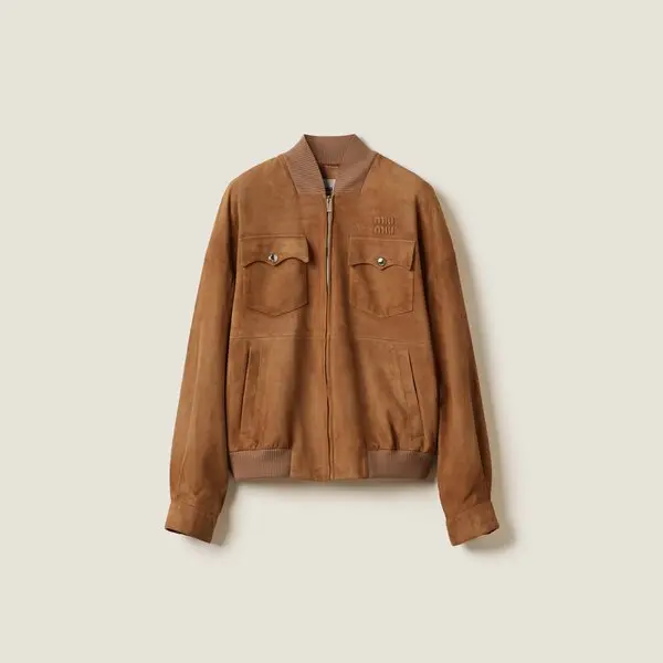 Miu Miu Suede And Nappa Leather Jacket - Maple Brown