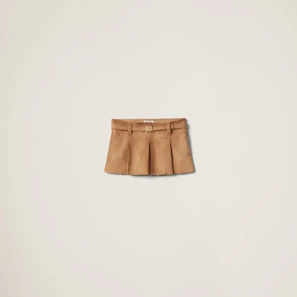 Miu Miu Pleated Suede Skirt