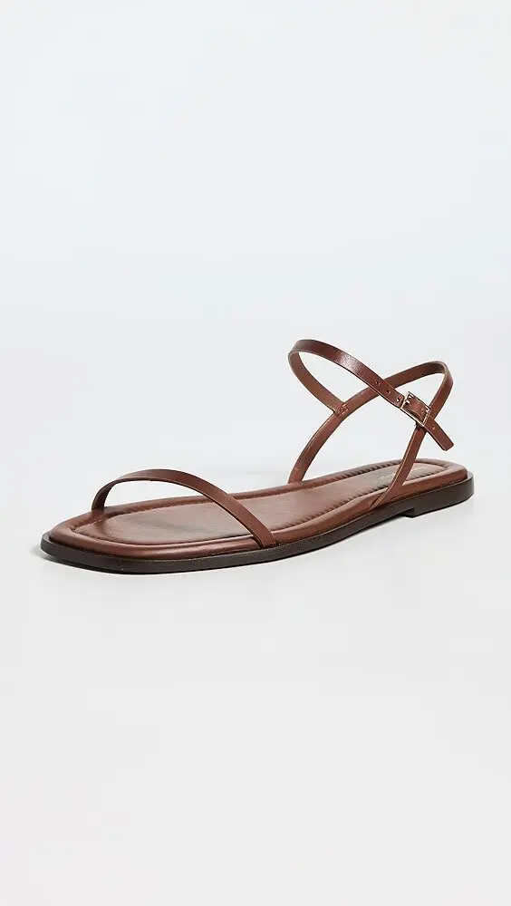 REFORMATION Lake Flat Sandals - Walnut Leather
