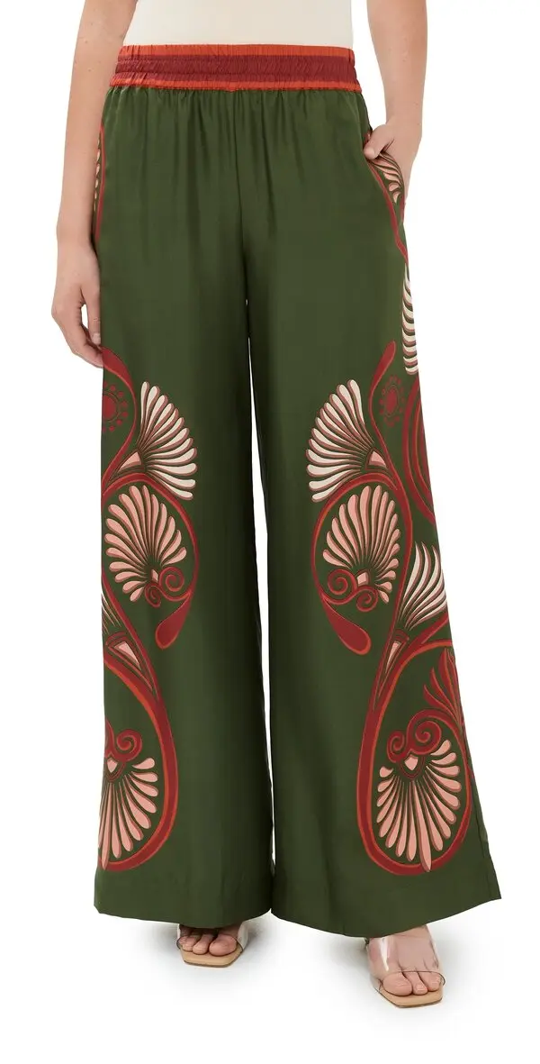 La DoubleJ Fan-print Palazzo Pants