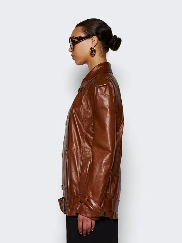 Zeynep Arçay Oversized Leather Biker Jacket