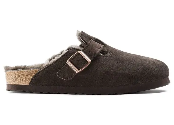 BIRKENSTOCK Boston Shearling Suede Clogs - Mocha Brown
