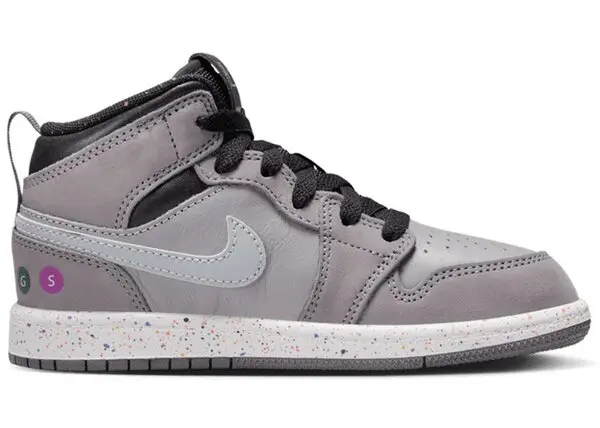 JORDAN 1 Mid Wings Nyc Subway Sneakers - Gunsmoke/matte Silver/black