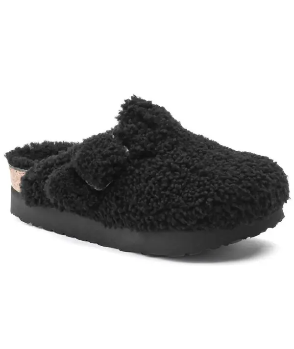 Buy BIRKENSTOCK Boston Teddy Clogs - Black At 40% Off | Editorialist