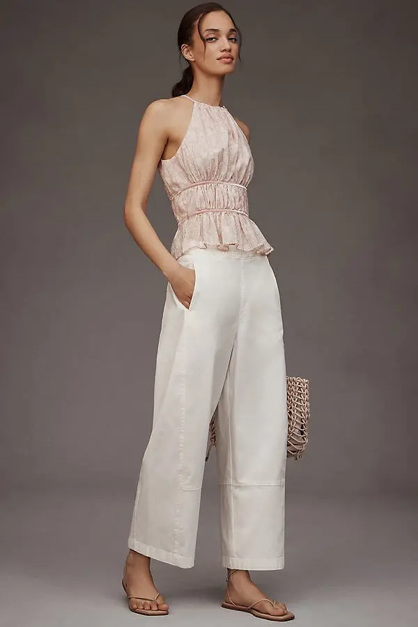 PILCRO The Izzie Relaxed Barrel Pants - White