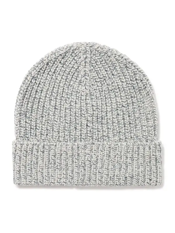Brunello Cucinelli Brushed Ribbed-knit Beanie - Blue