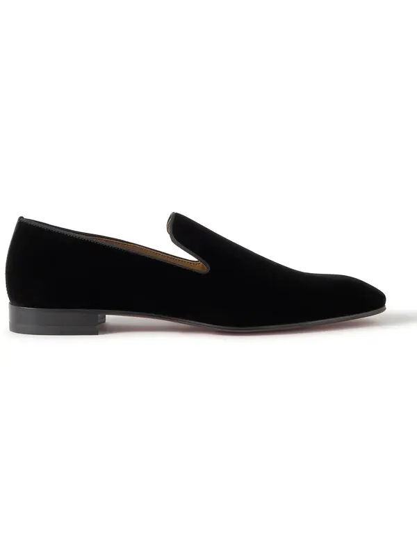 CHRISTIAN LOUBOUTIN Dandelion Grosgrain-trimmed Velvet Loafers - Black