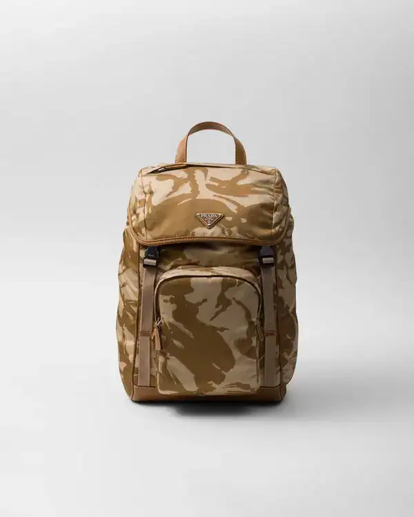 バッグ 737 vintage Prada nylon backpack khaki Prada Printed Re-Nylon And Leather Backpack - Khaki | Editorialist