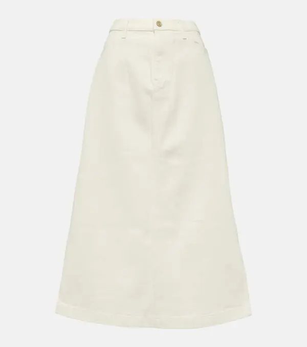 7 For All Mankind High-rise Denim Midi Skirt