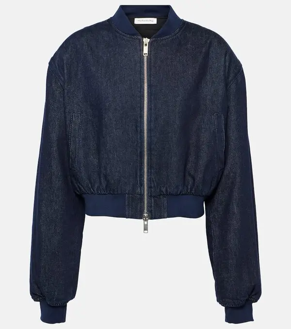 THE FRANKIE SHOP Micky Cropped Denim Bomber Jacket - Blue