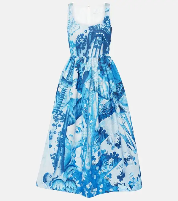 Erdem Printed Cotton-blend Faille Midi Dress
