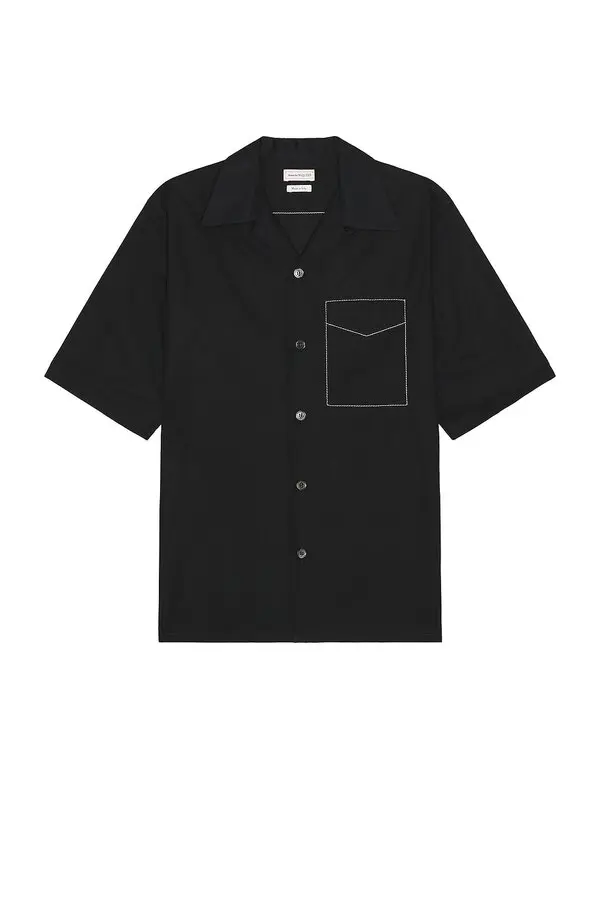 Alexander McQueen Stitching Short Sleeve Shirt - Black