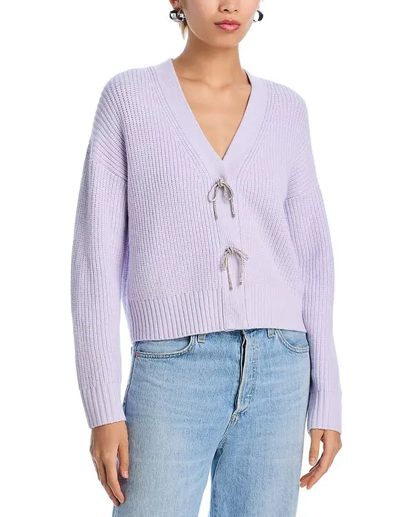 French Connection Sparkly Bow Embellished Cardigan - Lavender