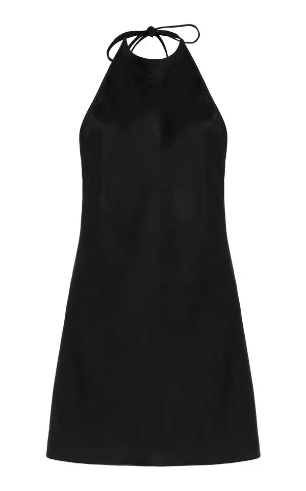 black satin halter mini dress Satin Asymmetrical Halter Mini Dress – Jawbreaker Boutique