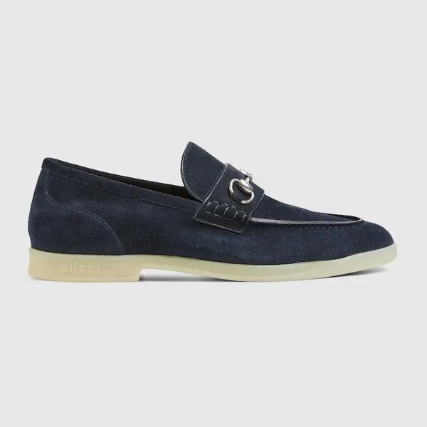 Gucci Suede Loafer With Horsebit - Blue