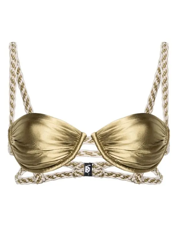 ISA BOULDER Braid-detail Bikini Top - Grassilver