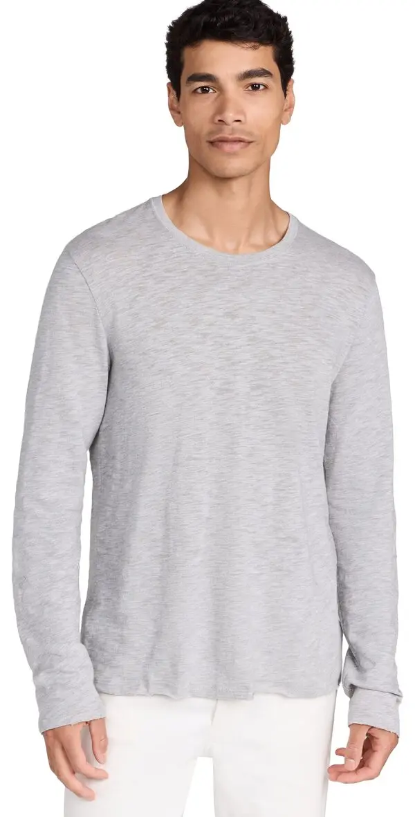 ATM Anthony Thomas Melillo Slub Jersey Destroyed Wash Tee - Heather Grey