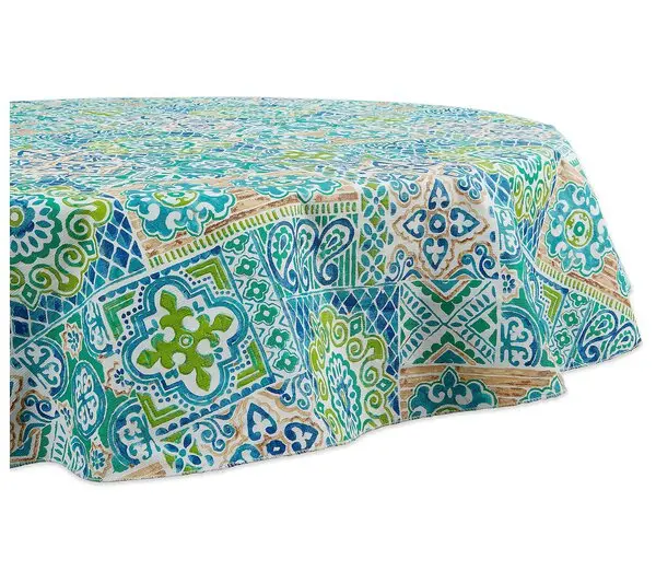 DESIGN IMPORTS Spanish Tile Vinyl Tablecloth 70 Round