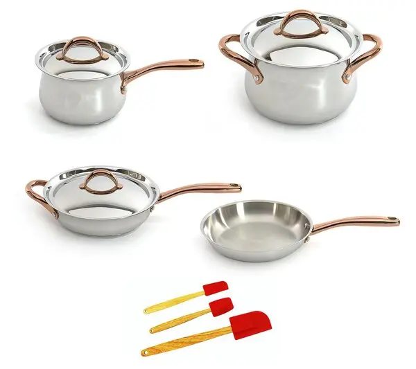 BERGHOFF Ouro Gold 10pc 18/10 Ss Cook Set, Rose Gold Handles