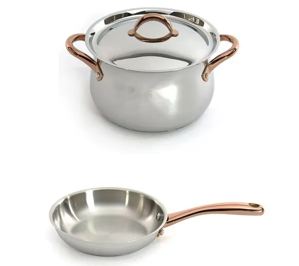 BERGHOFF Ouro Gold 3pc 18/10 Ss Starter Set, Ro Se Gold Handles