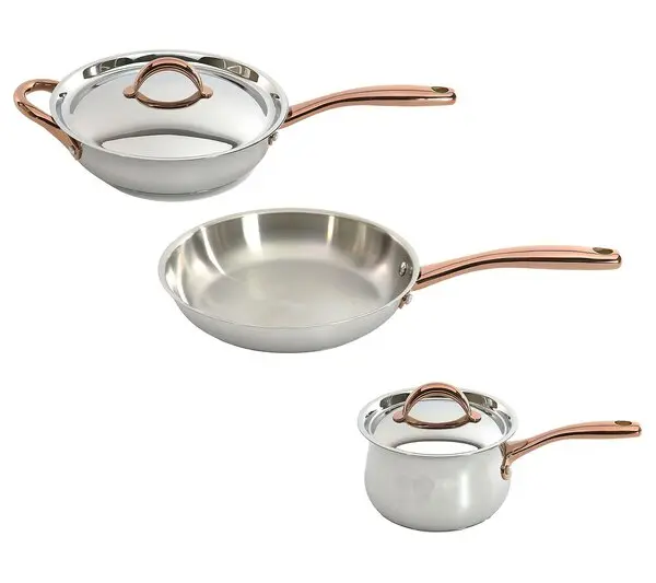 BERGHOFF Ouro Gold 5pc 18/10 Ss Starter Set, Ro Se Gold Handles