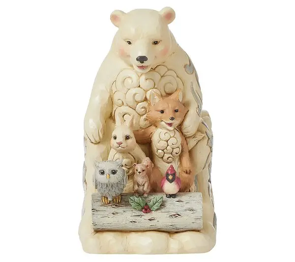 JIM SHORE Woodland Animals On Toboggan Fig