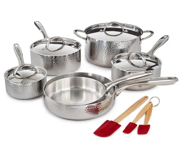 BERGHOFF Vintage 13pc Tri-ply 18/10 Ss Cookware Set, Hammered