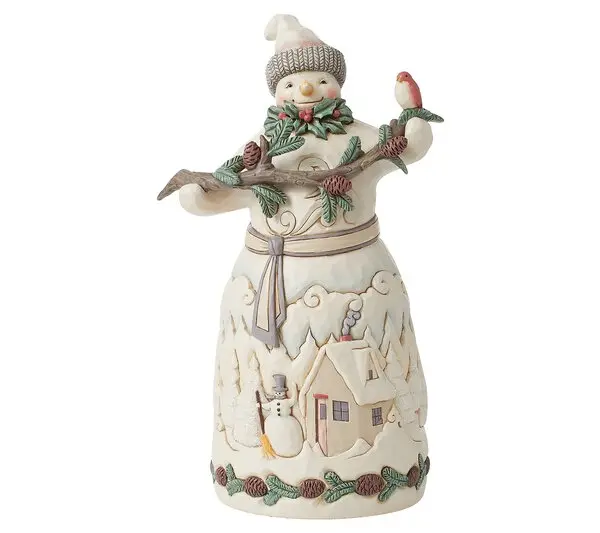 JIM SHORE Snowman With Pine Garland Figurine