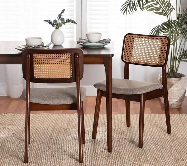 BAXTON STUDIO Dannon Fabric And Wood Dining Cha Ir Set Of 2